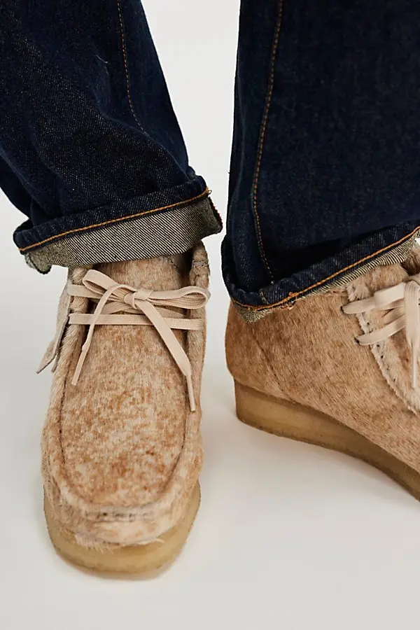 Clarks Wallabee Hair-On Boots - Speckled Hair On | Editorialist